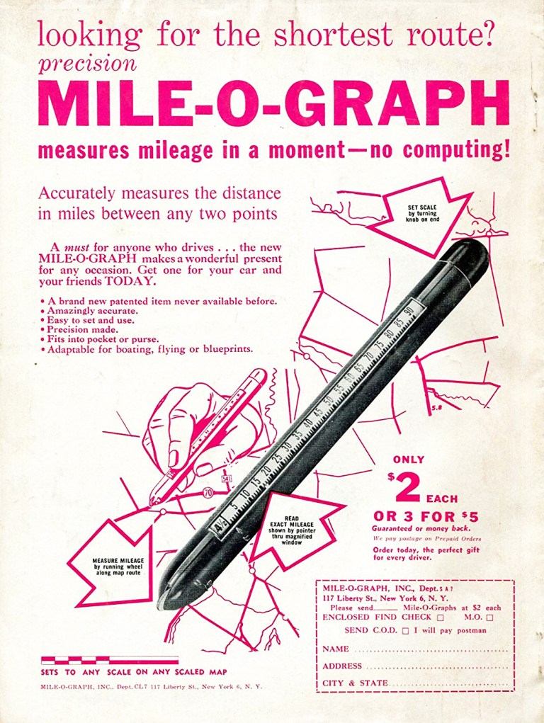 Map measurer of the month- the Mile-O-Graph – Three Points of the Compass