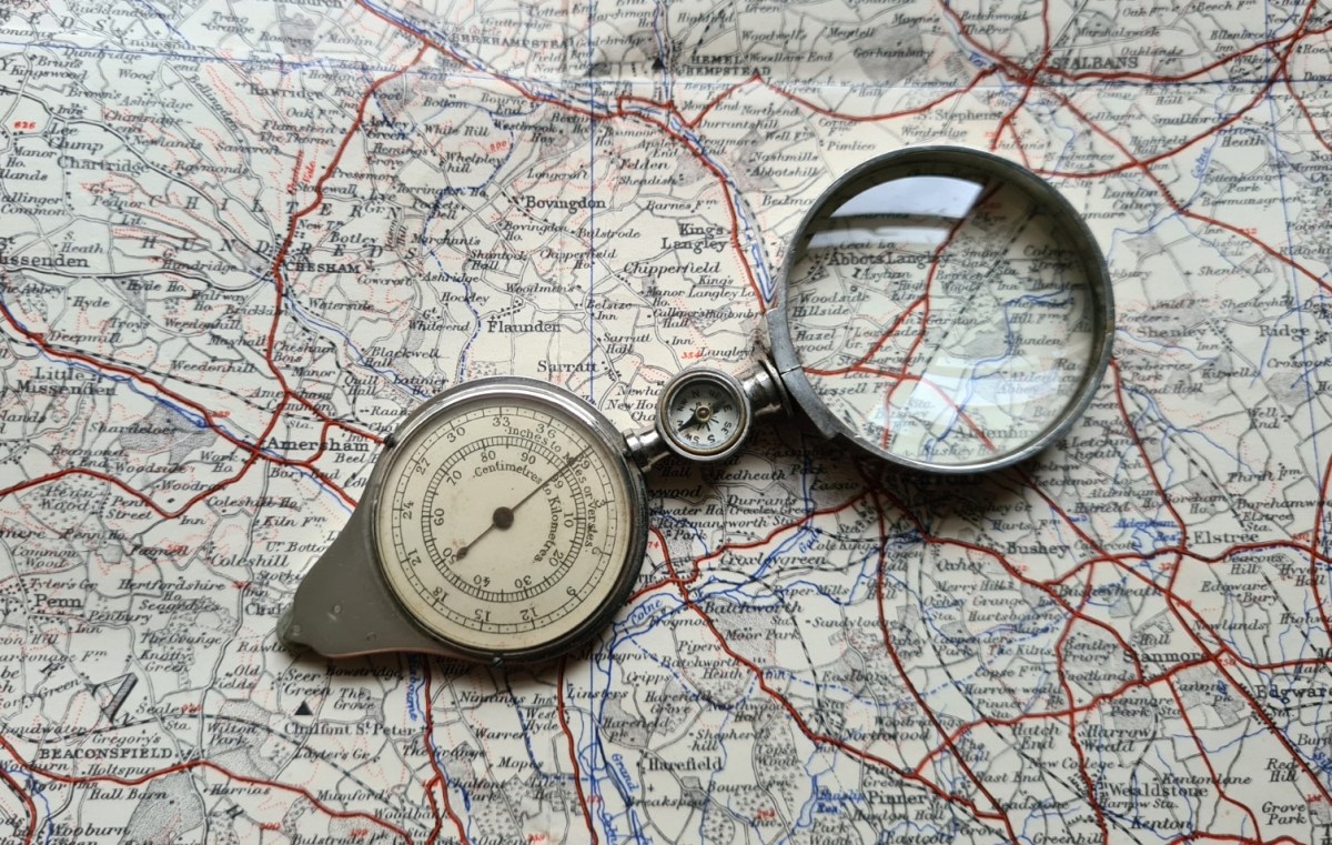 Map measure of the month: HC Universal, with compass and 'reading glass'