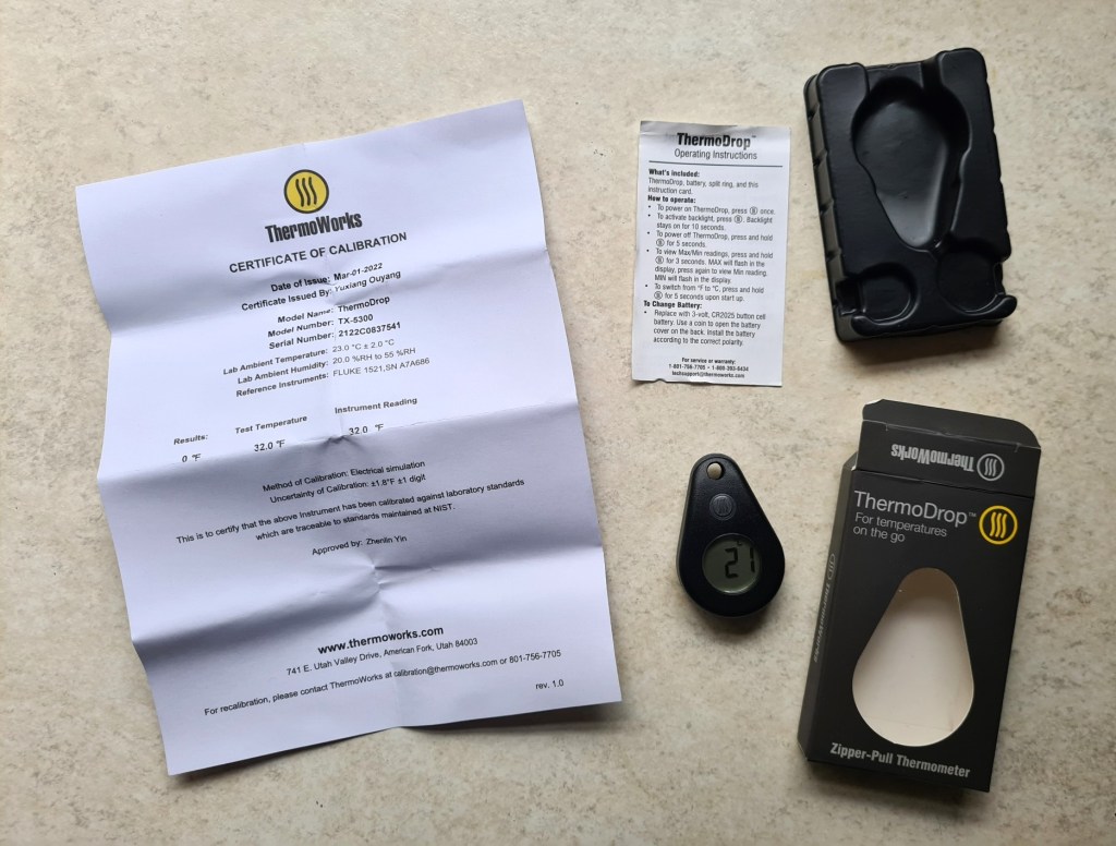 Gear talk: ThermoDrop zipper-pull thermometer